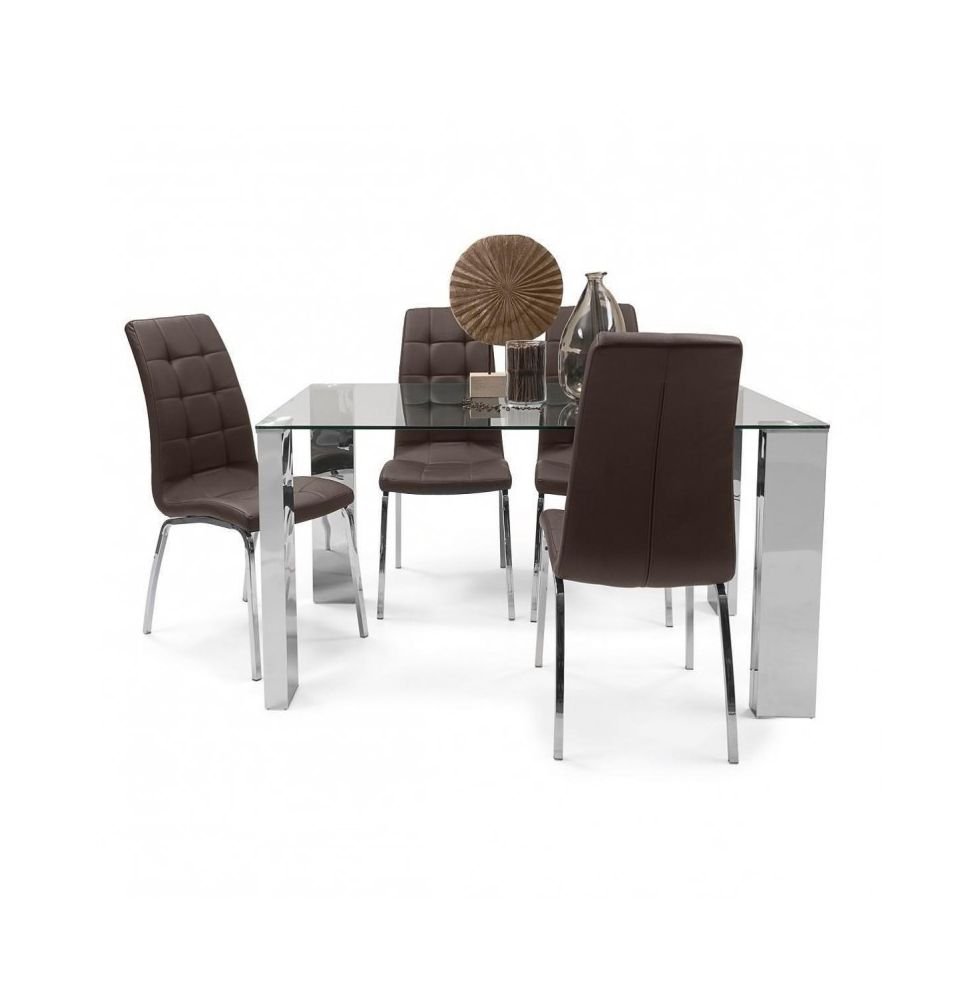Mesa de Comedor con Tapa de Cristal Templado | Patas Metálicas ...